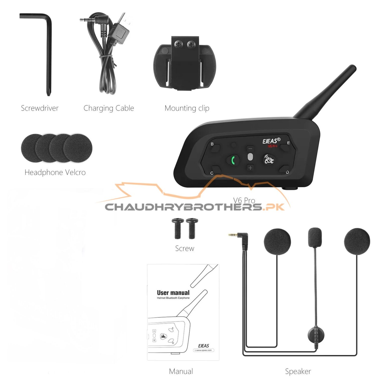 V6 PLUS HELMET BLUETOOTH INTERCOM DEVICE FOR 6 RIDERS – chaudhrybrothers.pk